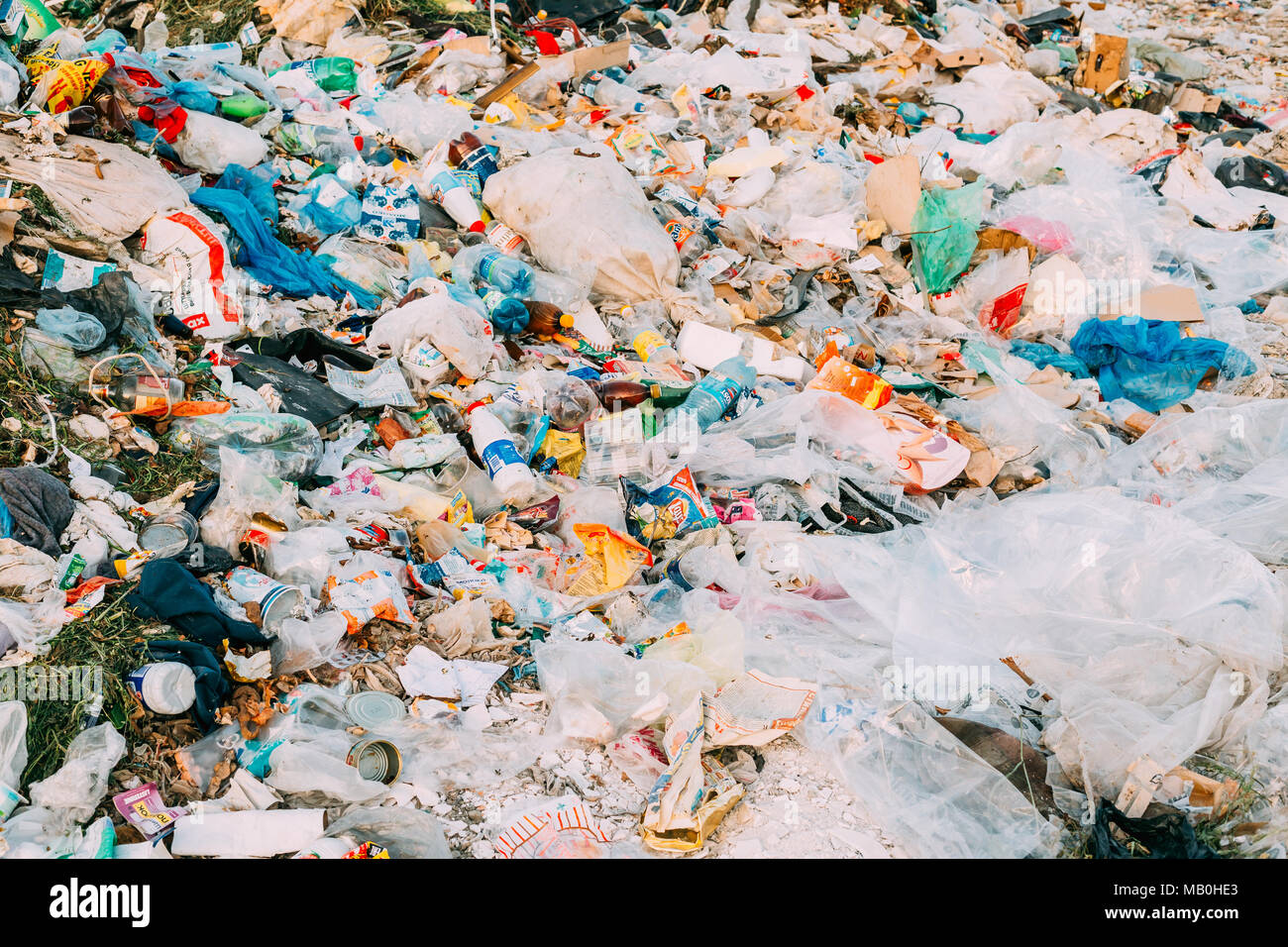 MINSK, BELARUS - JUNE 5, 2015: Pile Of Domestic Garbage Background ...