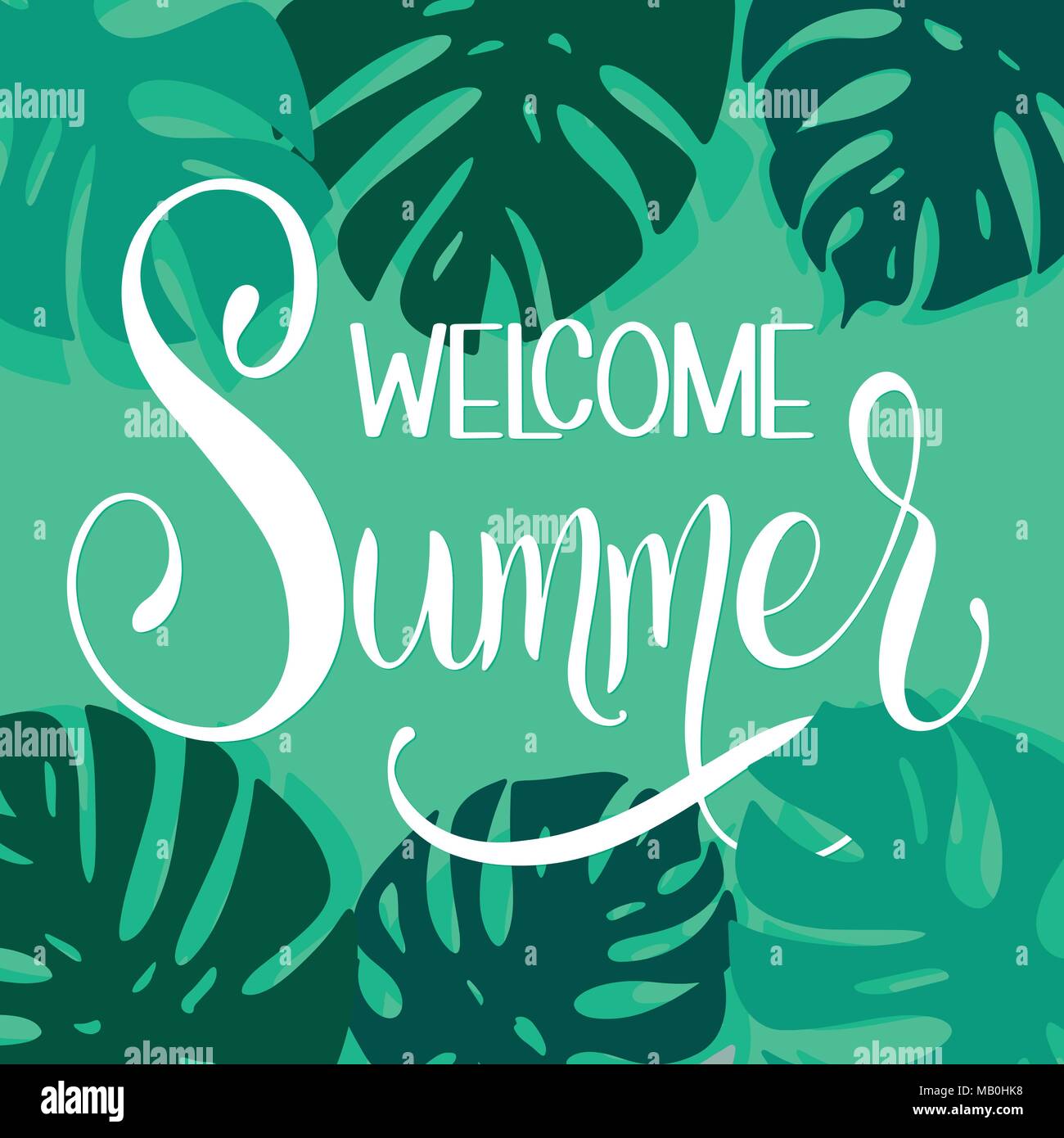 Welcome Summer lettering. Elements for invitations, posters, greeting ...