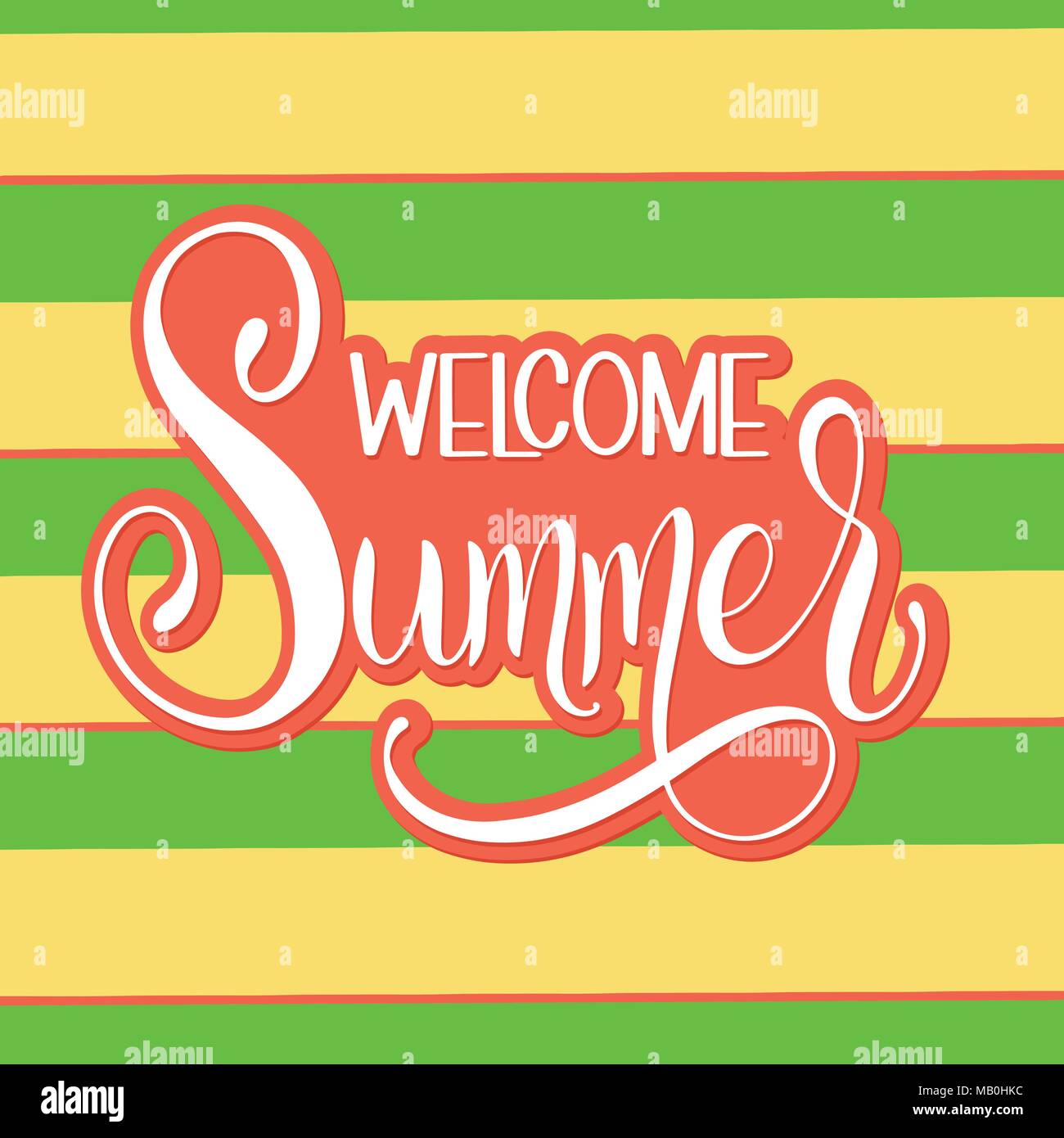 Welcome Summer lettering. Elements for invitations, posters, greeting ...
