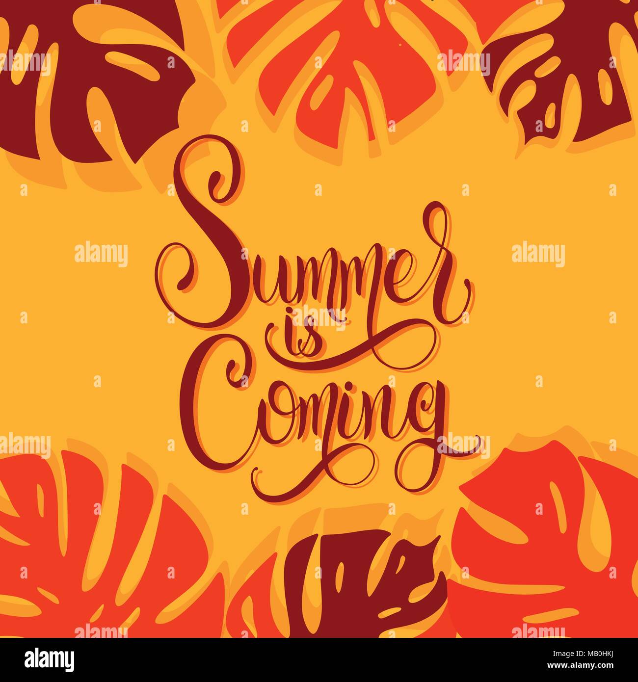 Summer is coming lettering. Elements for invitations, posters, greeting ...