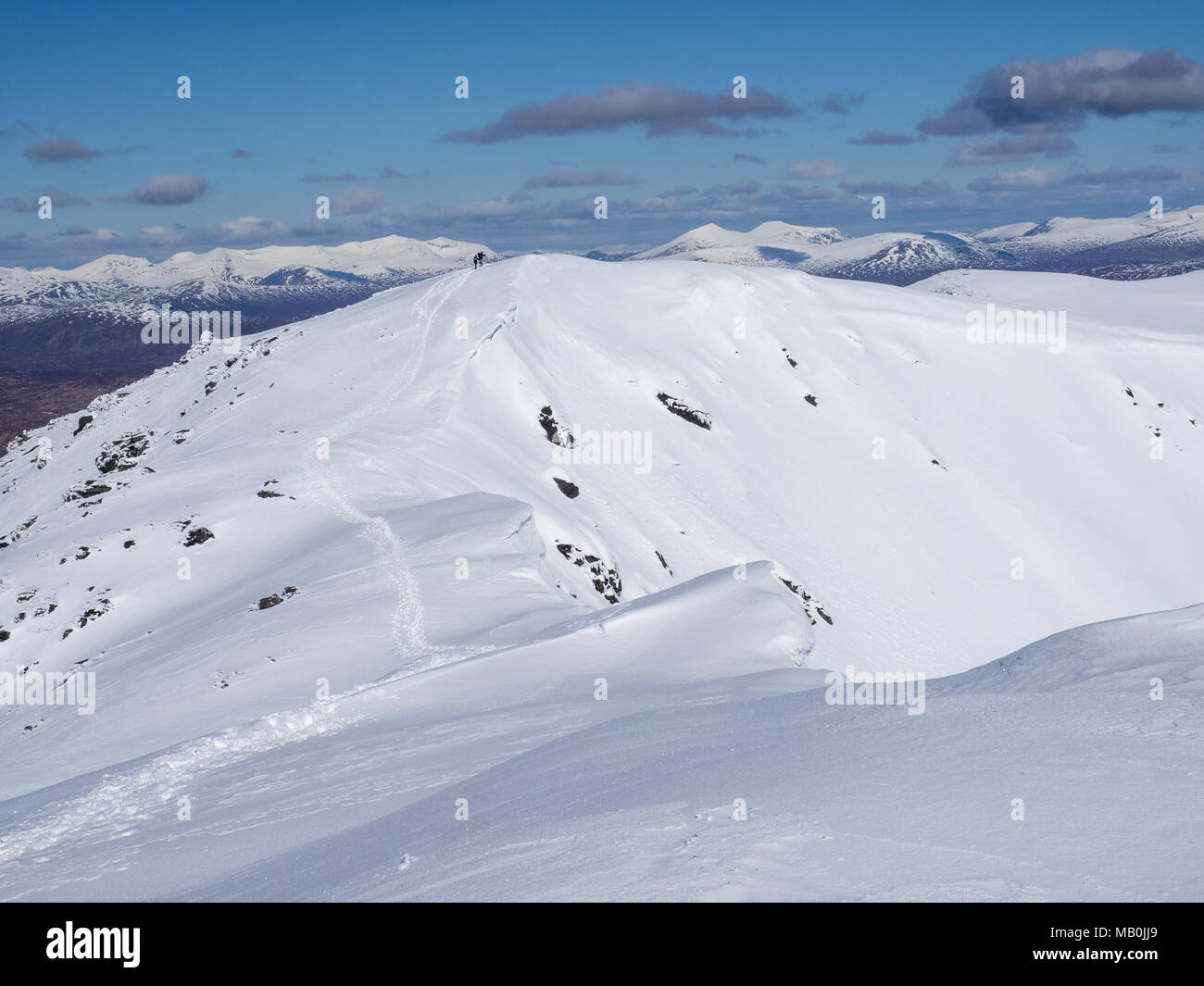A small group of walkers enjoying a sunny day on Beinn Dorain in ...