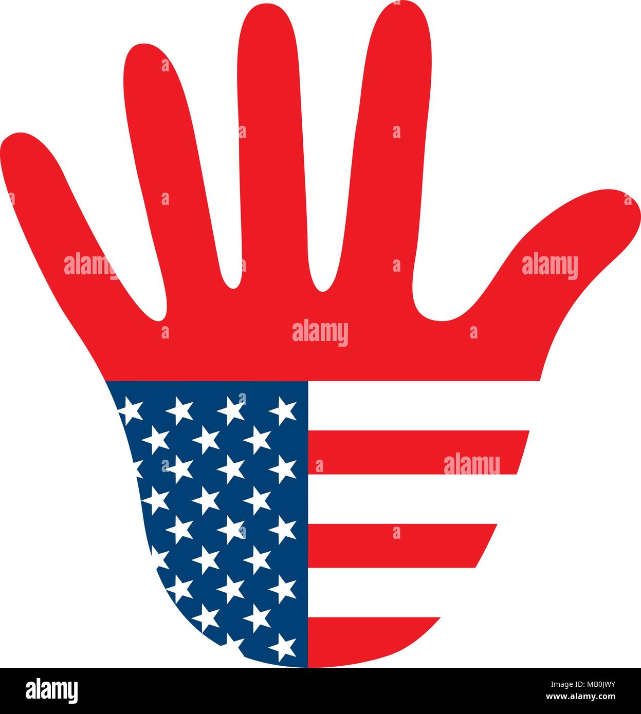 Graphic USA hand as stop sign symbolizes United States of America puts ...