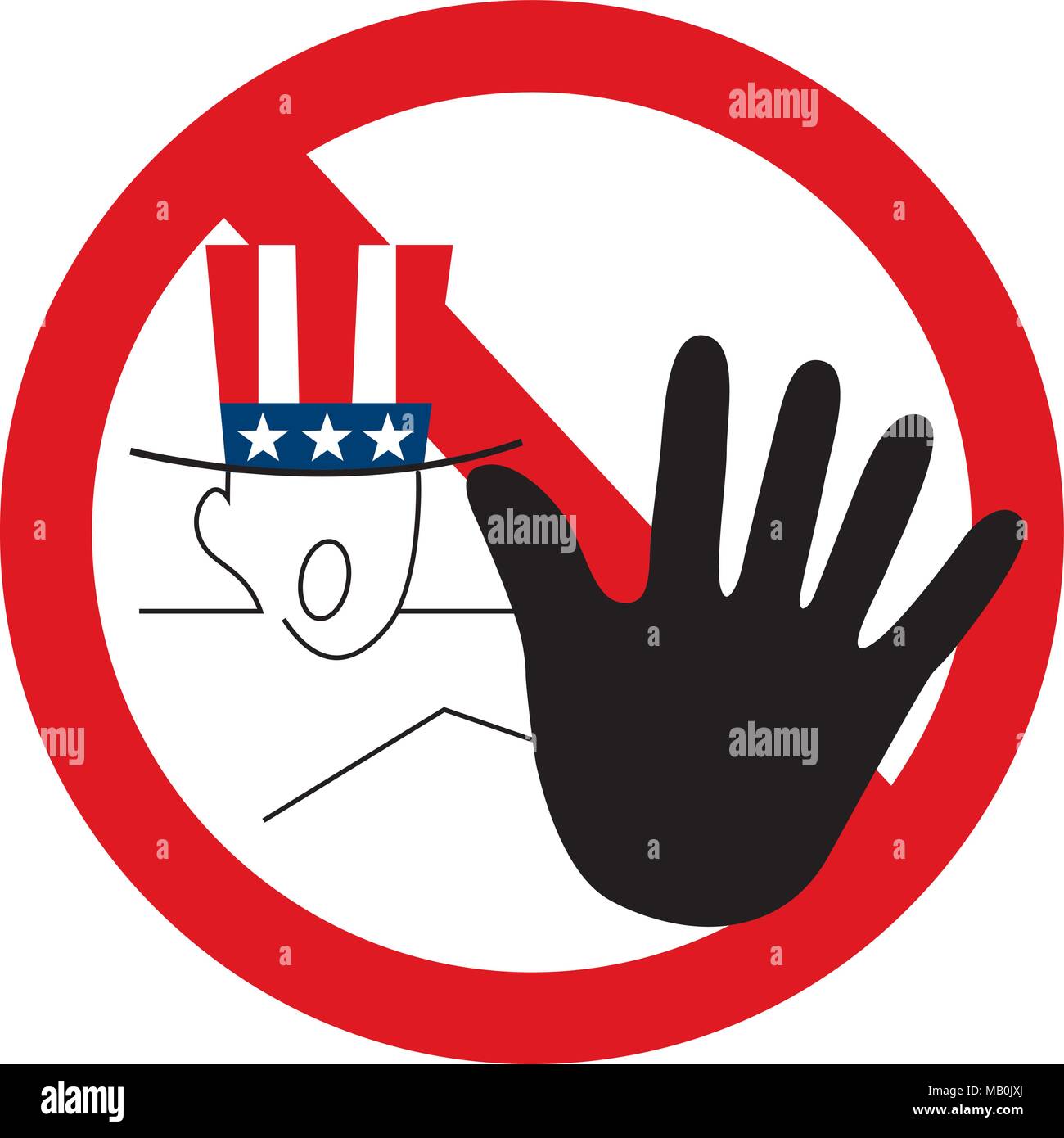 USA hand as stop sign and warning symbolizes United States of America ...