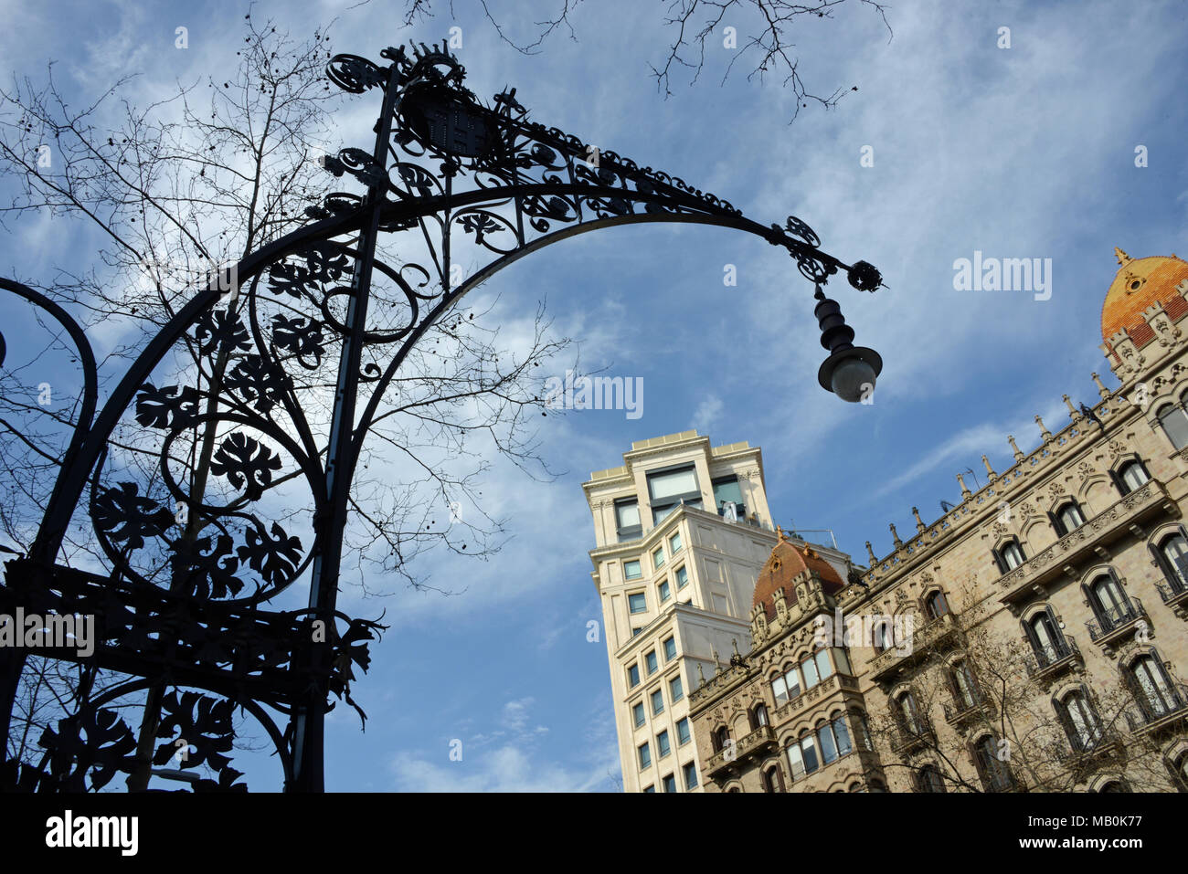 Street lights, central Barcelona, Catalonia, Spain Stock Photo - Alamy