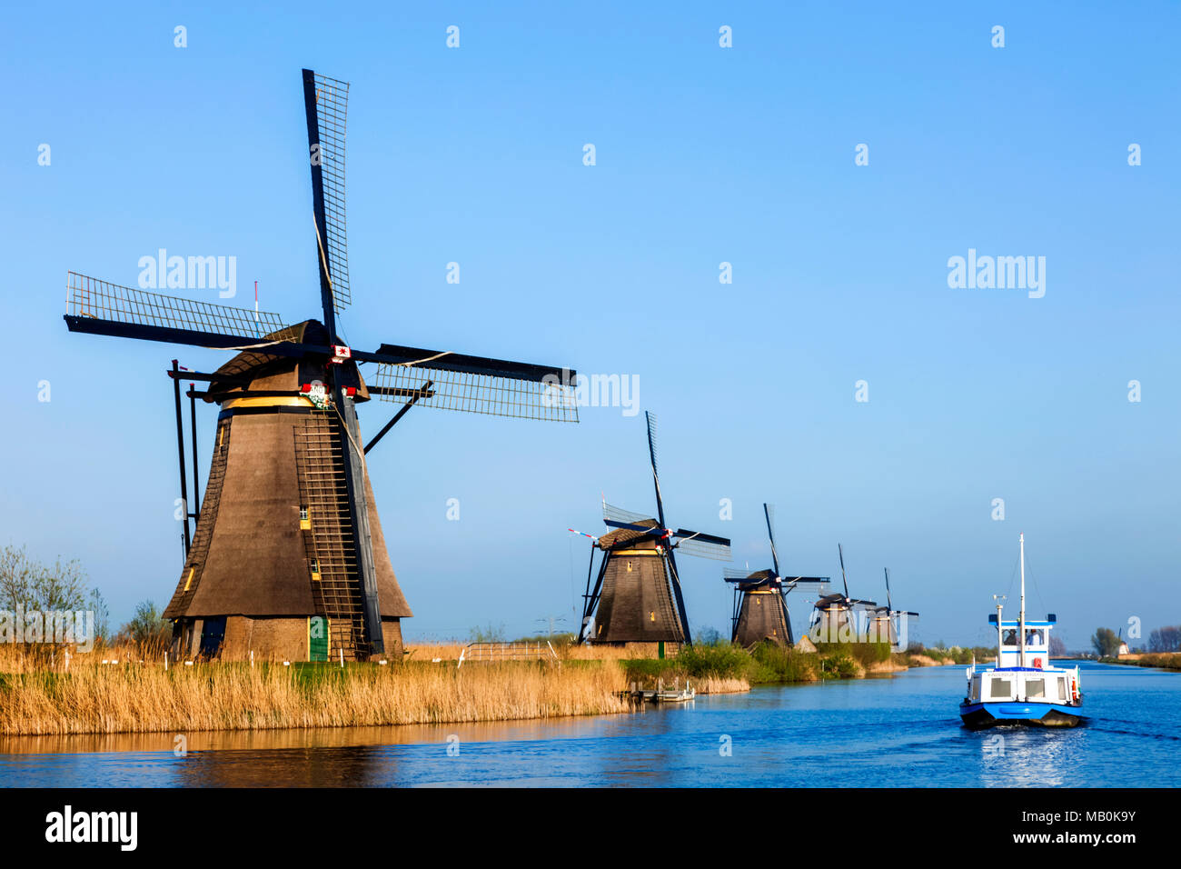 Europe, Netherlands, Alblasserdam, Kinderdijk, Windmills Stock Photo ...