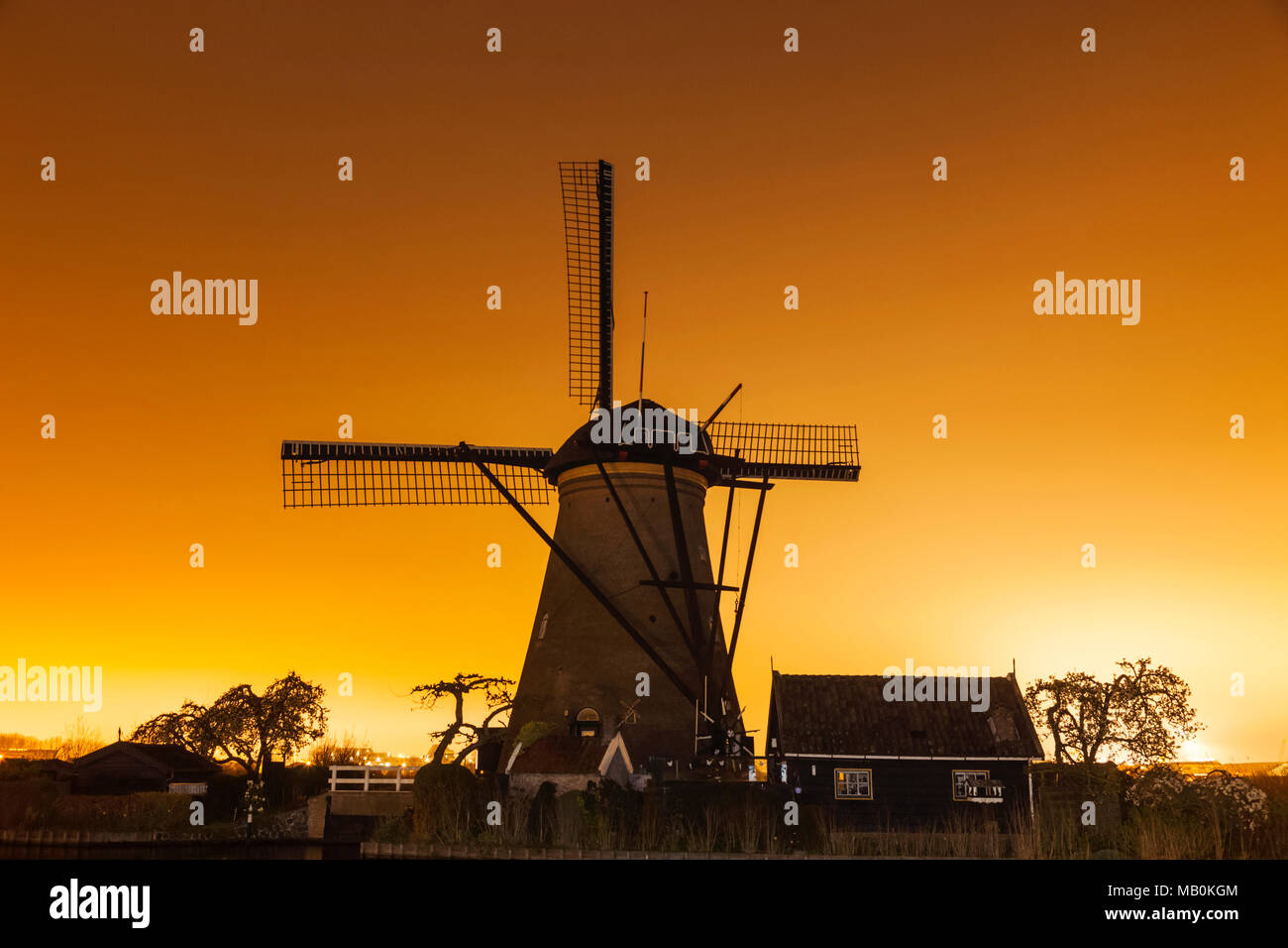Europe, Netherlands, Alblasserdam, Kinderdijk, Windmills Stock Photo ...