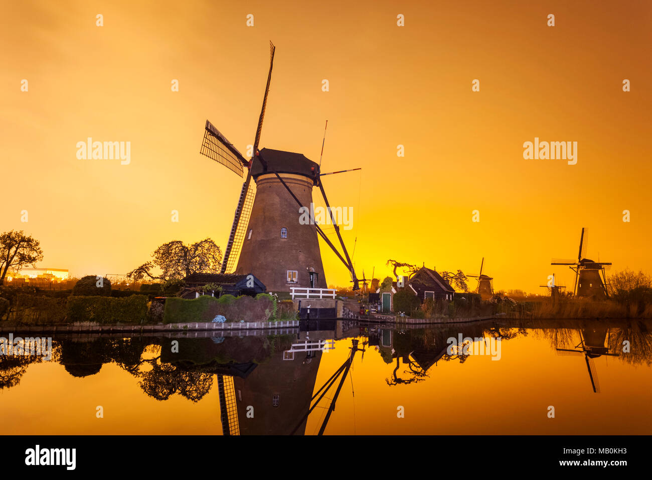 Europe, Netherlands, Alblasserdam, Kinderdijk, Windmills Stock Photo ...