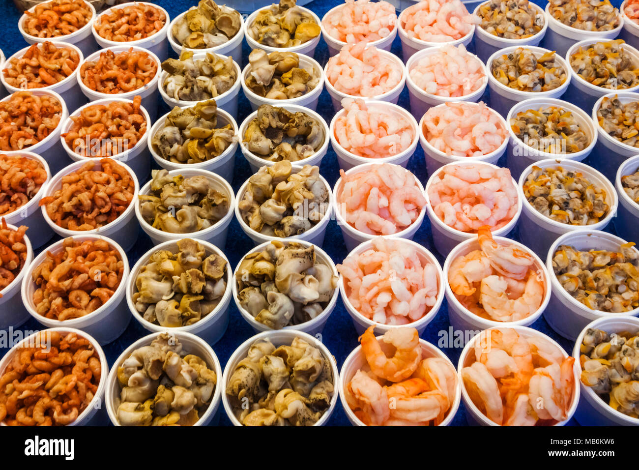 England, London, Southwark, Borough Market, Seafood Shop Display of ...