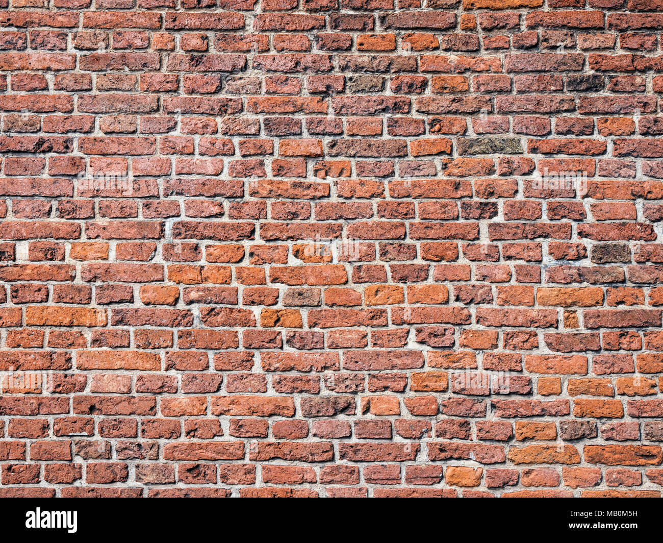 part of old medieval red brick masonry of wall Stock Photo - Alamy