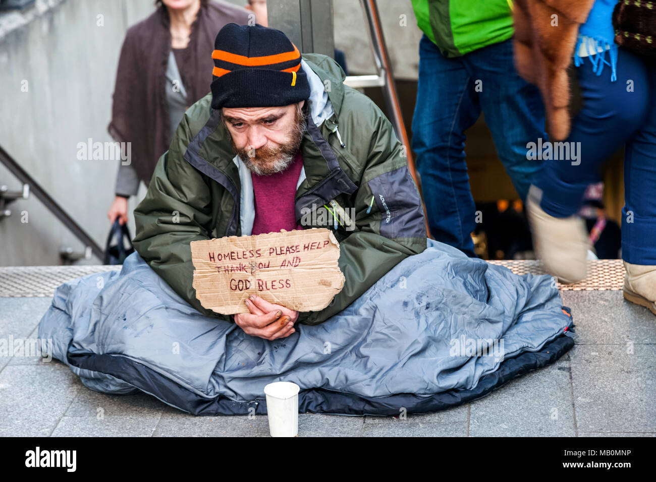 England, London, Southwark, Homeless Man Begging Stock Photo - Alamy