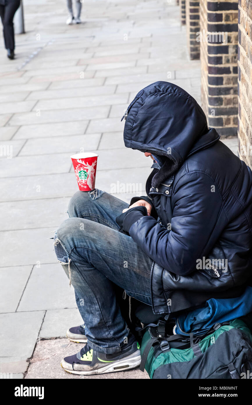 England, London, Southwark, Homeless Man Begging Stock Photo - Alamy