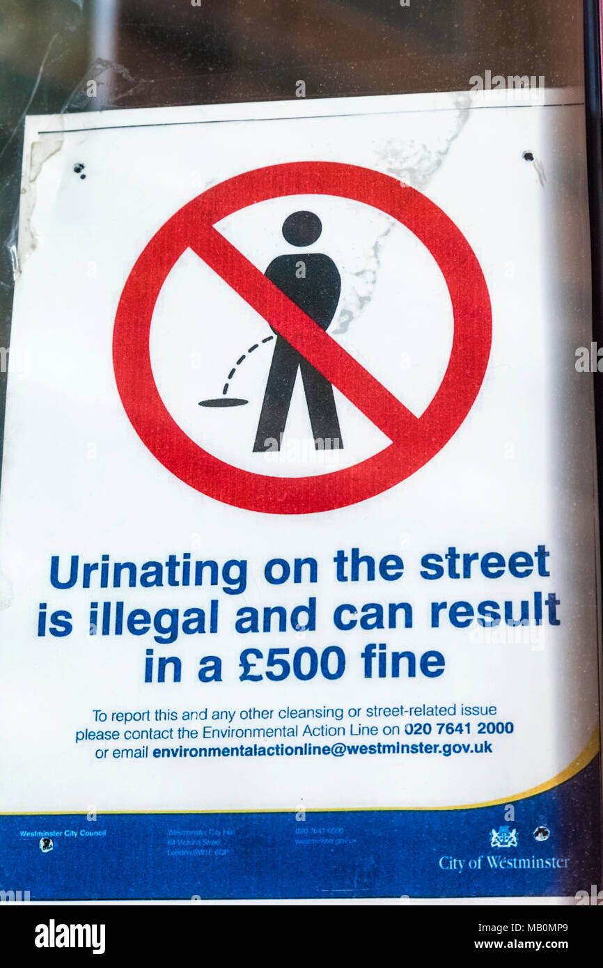England, London, Westminster, Anti Street Urinating Sign Stock Photo ...