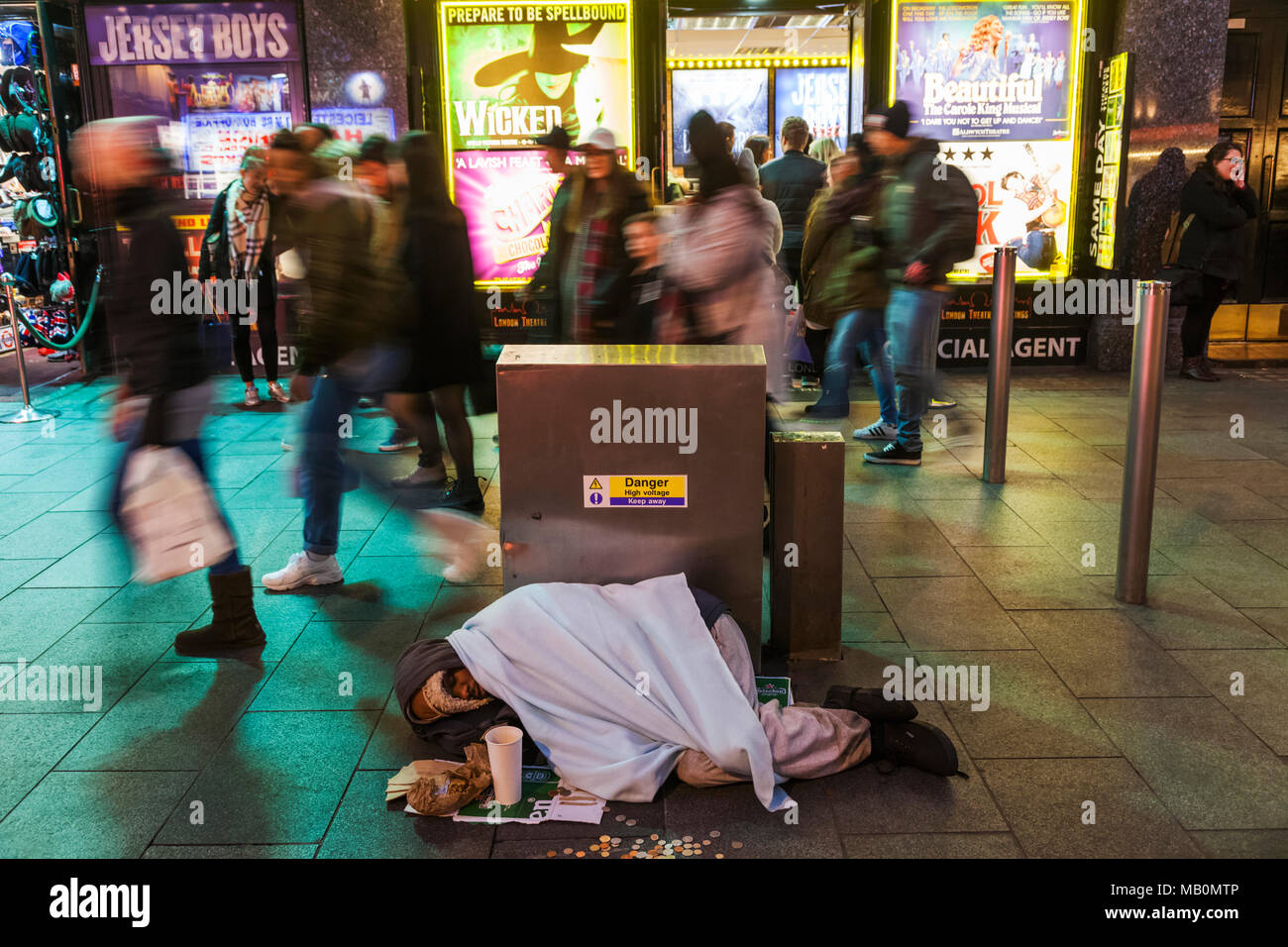 England, London, Soho, Rough Sleeper in Leicester Square Stock Photo ...