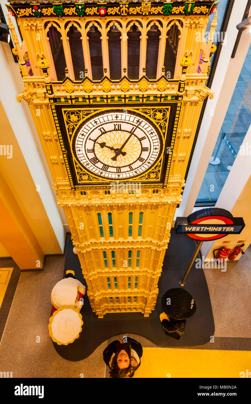 England, London, Leicester Square, Lego Store, Big Ben Statue made of ...