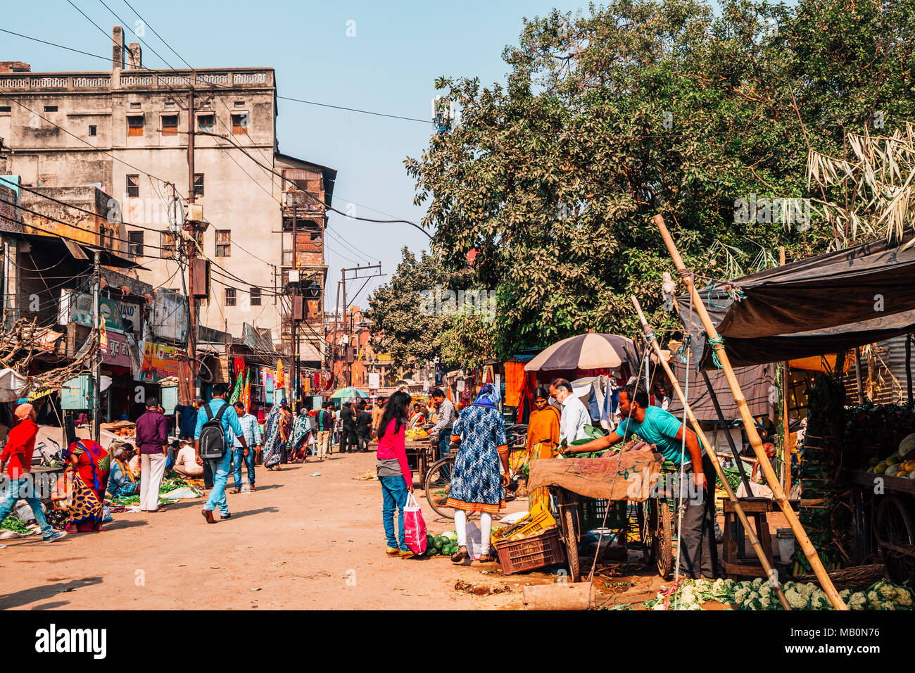 India Uttar Pradesh Varanasi Woman Street Market Stock Photos & India ...