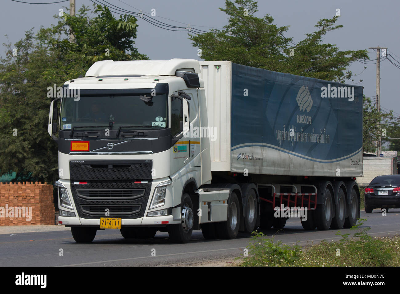 CHIANG MAI, THAILAND - APRIL 5 2018: Trailer Container Cargo Truck of ...