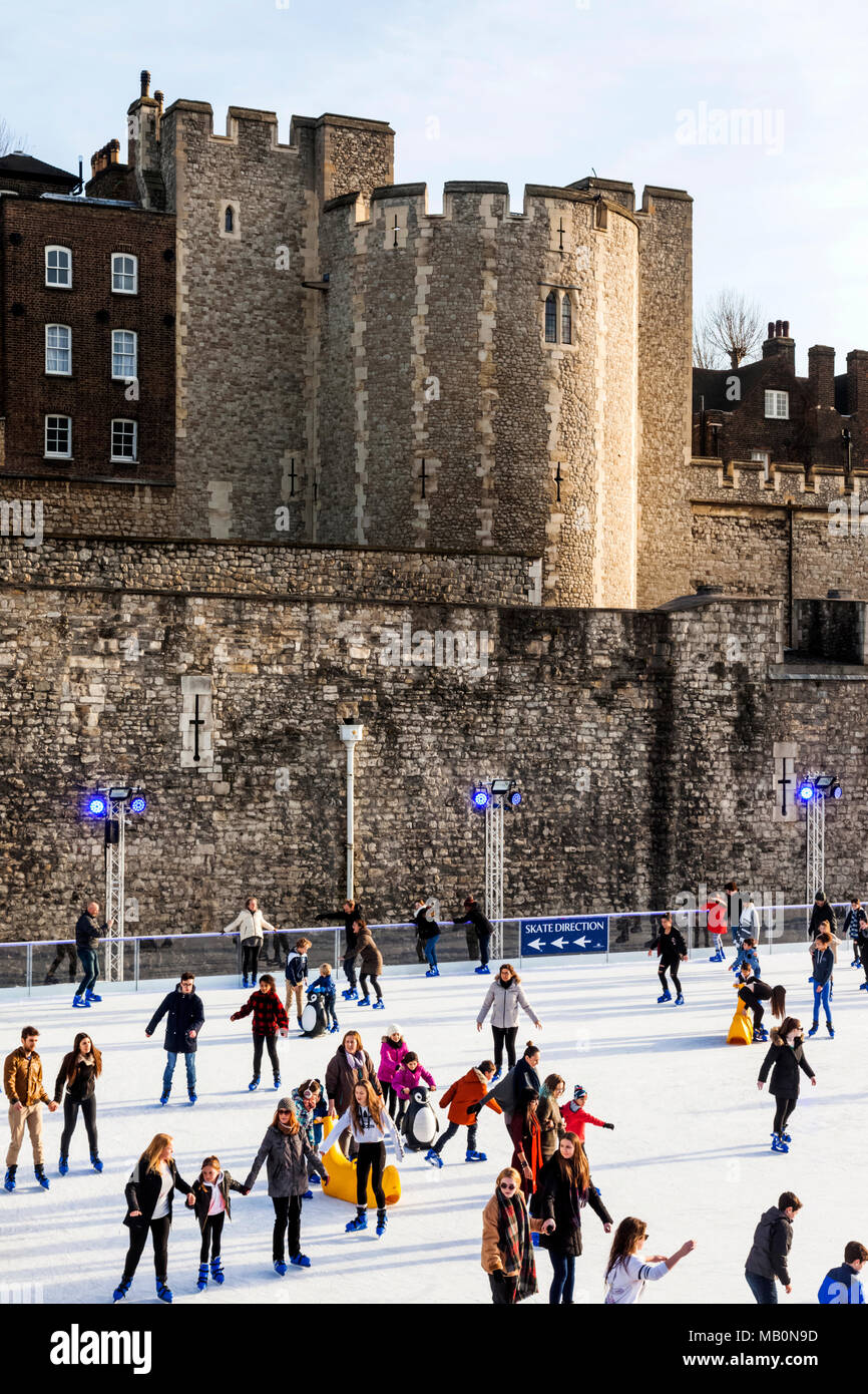 England, London, Tower of London, Ice Skating Stock Photo - Alamy