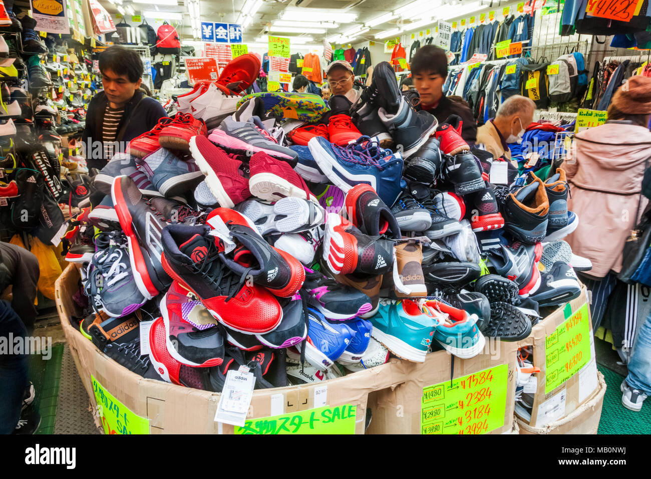 Japan, Hoshu, Tokyo, Ueno, Ameyoko Shopping Street, Store Display of ...