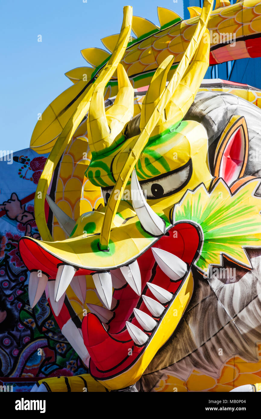 Japan, Hoshu, Tokyo, Asakusa, Nebuta Festival, Parade Float depicting ...