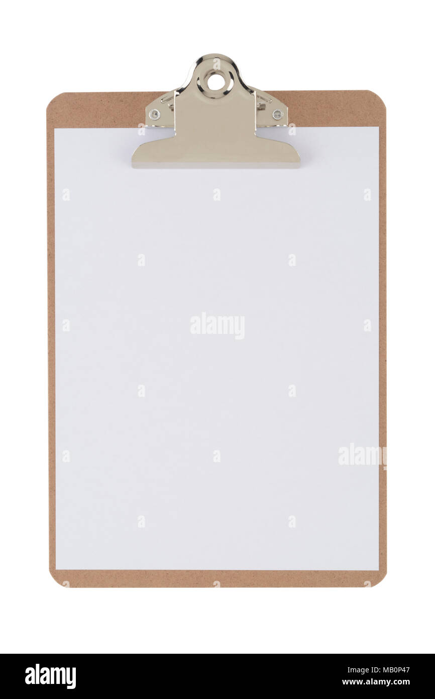 Wooden folder with clip on white background Stock Photo - Alamy