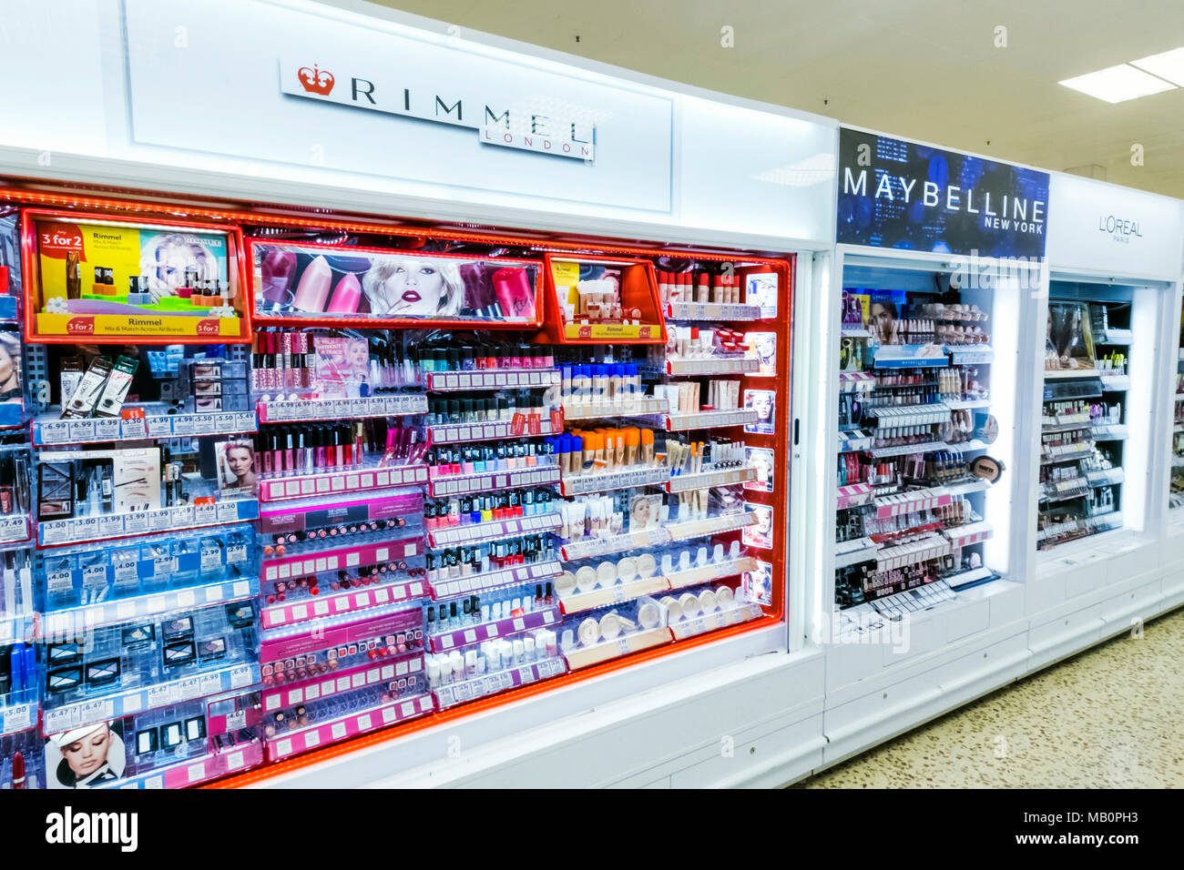 England, London, Supermarket Display of Cosmetics Stock Photo - Alamy