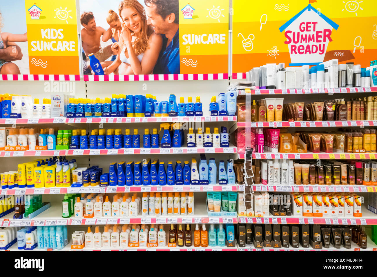 Sun tan lotion display hi-res stock photography and images - Alamy