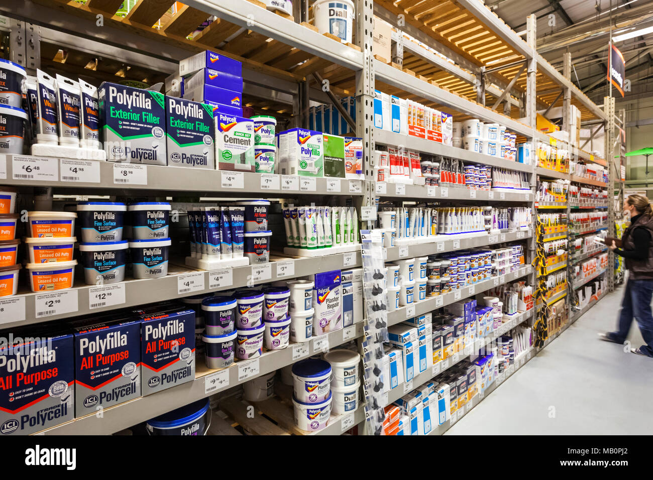 England, London, DIY Store Display of Polyfilla Products Stock Photo ...