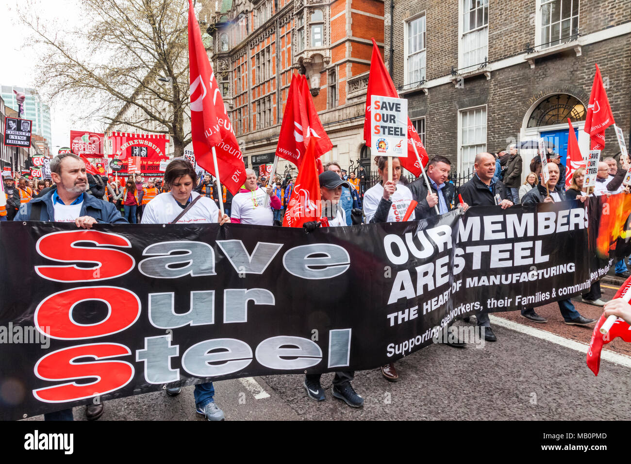 England, London, Save Our Steel Industry Demonstrators Stock Photo - Alamy