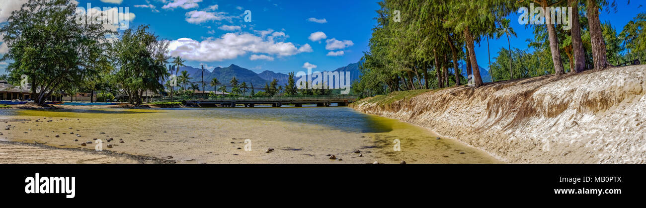 Panoramic view of a small bridge at Oahu Stock Photo - Alamy