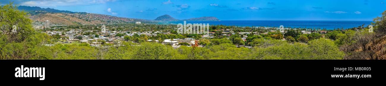Panoramic view of the south of Oahu island in Hawaii Stock Photo - Alamy