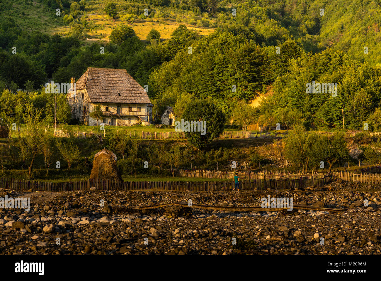 Traditional house in rural setting in remote Vermosh village, Kelmend ...