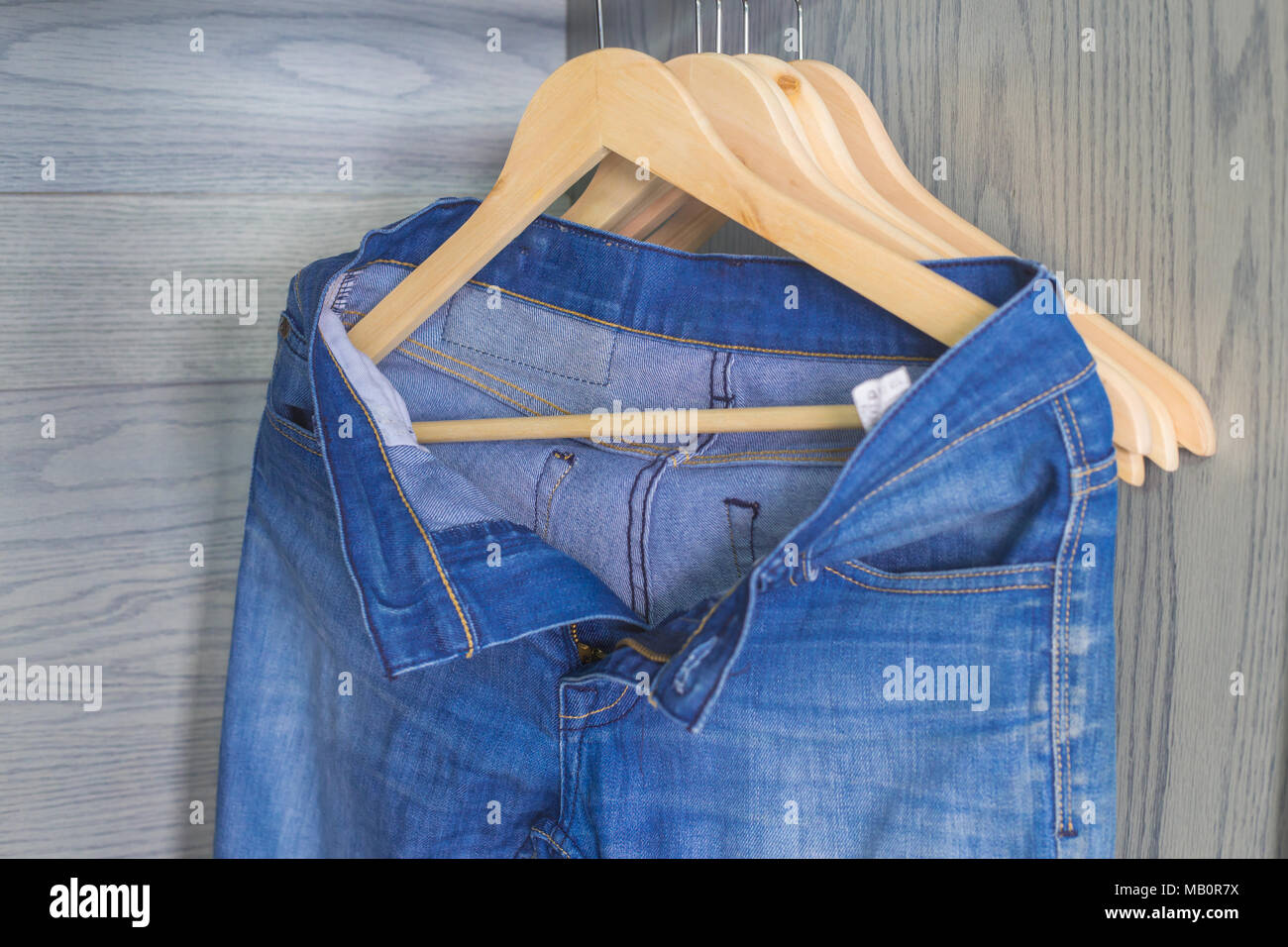 Denim jeans hanger hi-res stock photography and images - Alamy