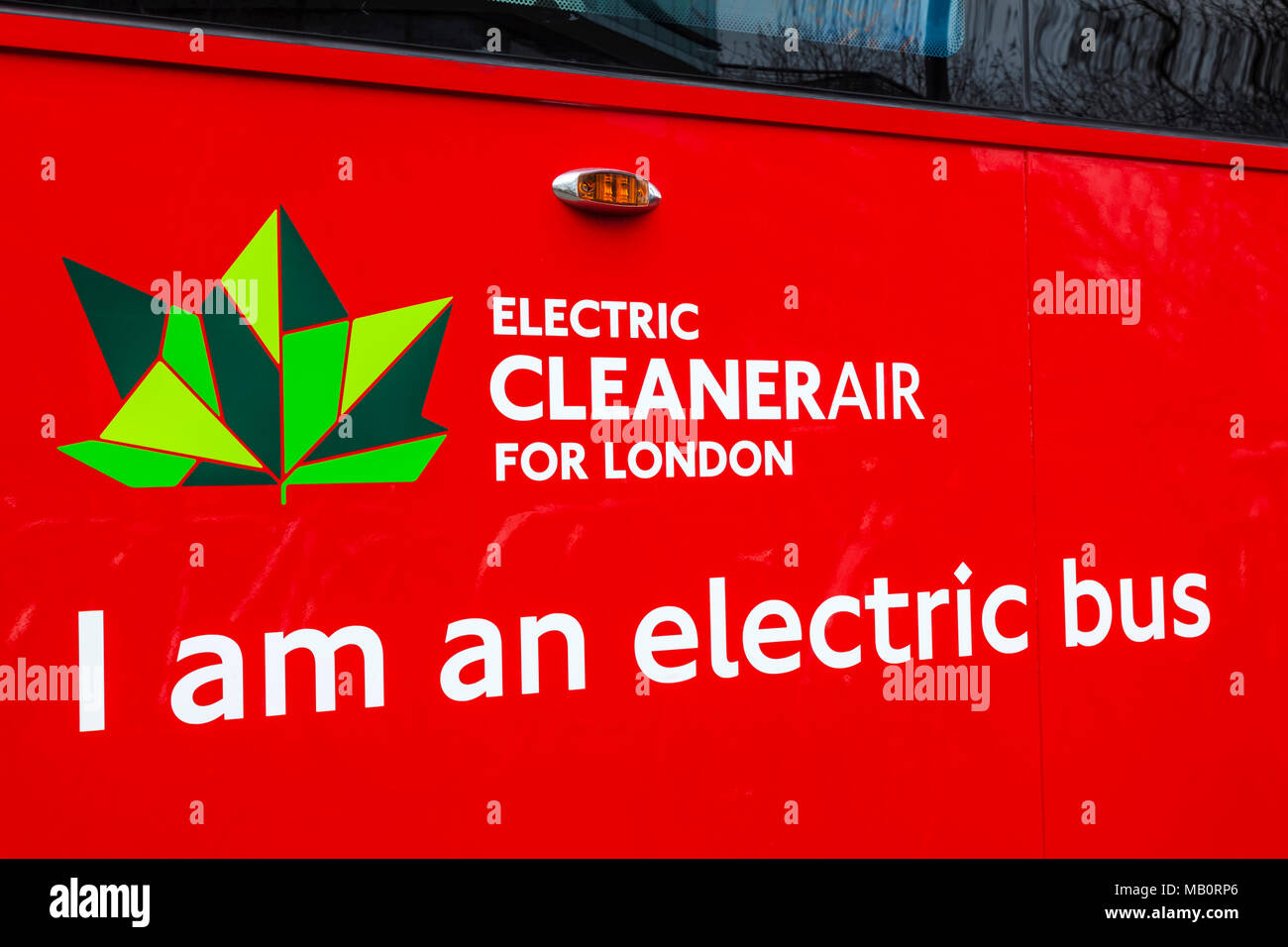England, London, Electric Double decker Red Bus Stock Photo - Alamy