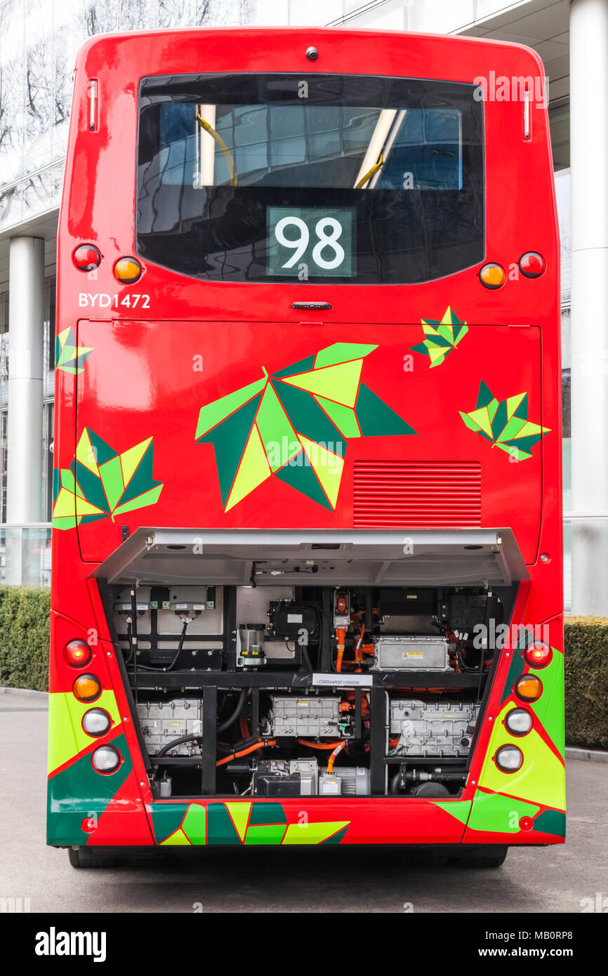 England, London, Electric Double decker Red Bus Stock Photo - Alamy