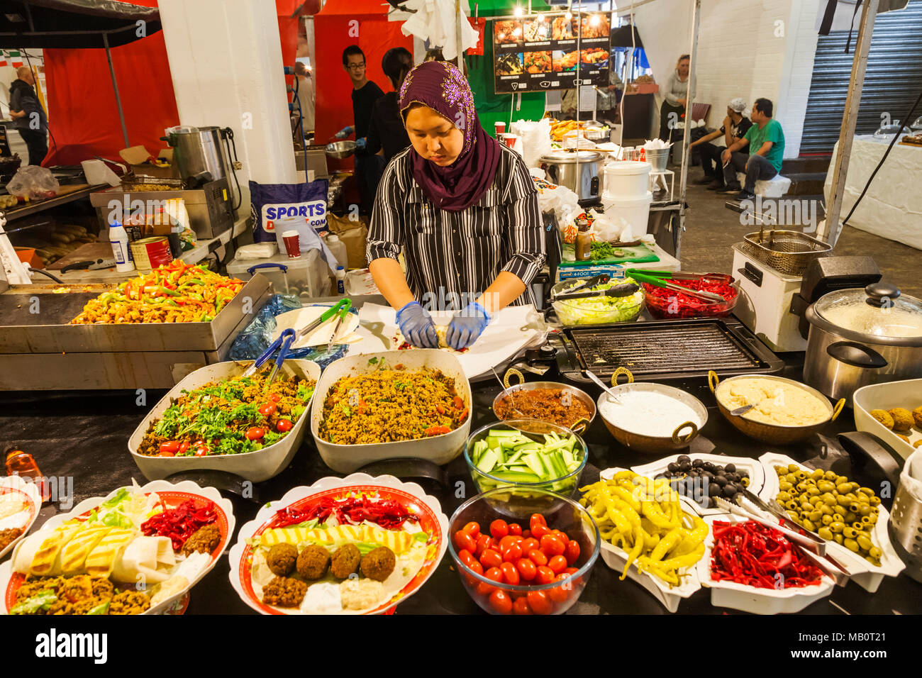 England, London, Shoreditch, Brick Lane, Street Food Stall Stock Photo ...