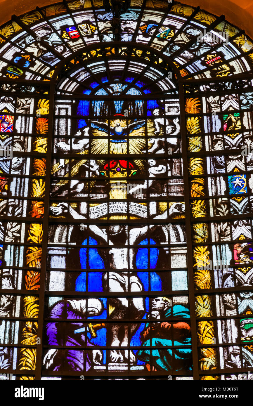 England, London, The City, St Paul's Cathedral, Stained Glass Window ...