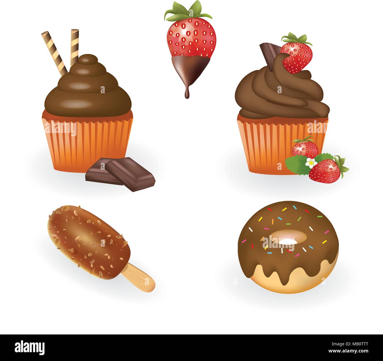 Chocolate cake fruit ice Stock Vector Images - Alamy