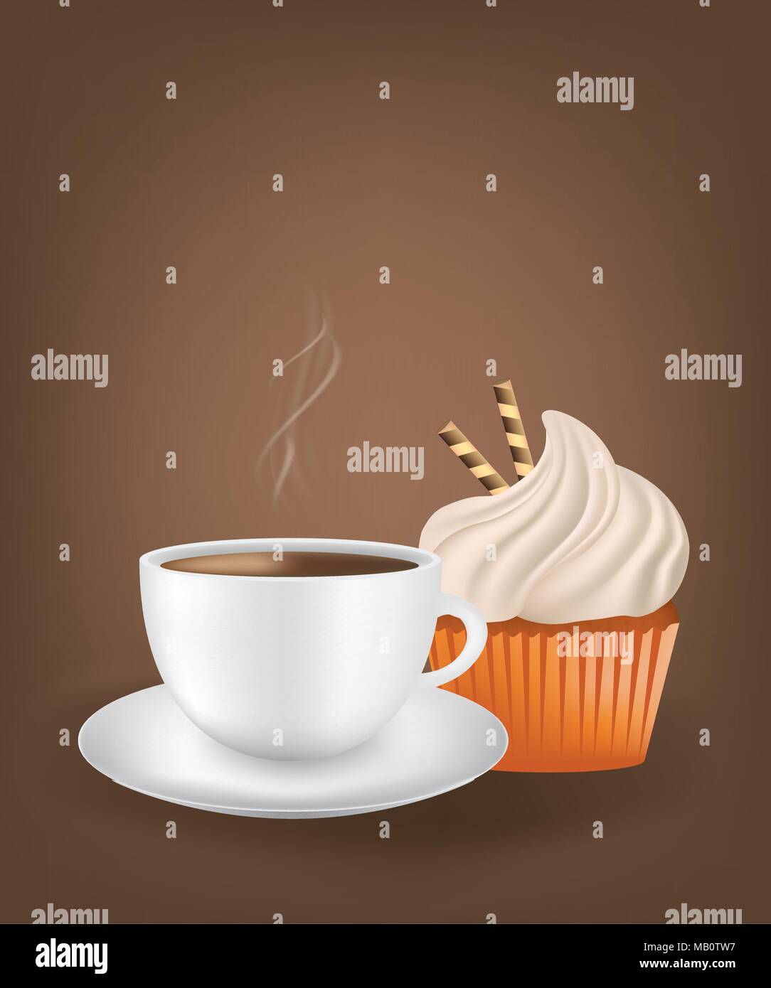 Coffee cup with cupcake, vector Stock Vector Image & Art - Alamy