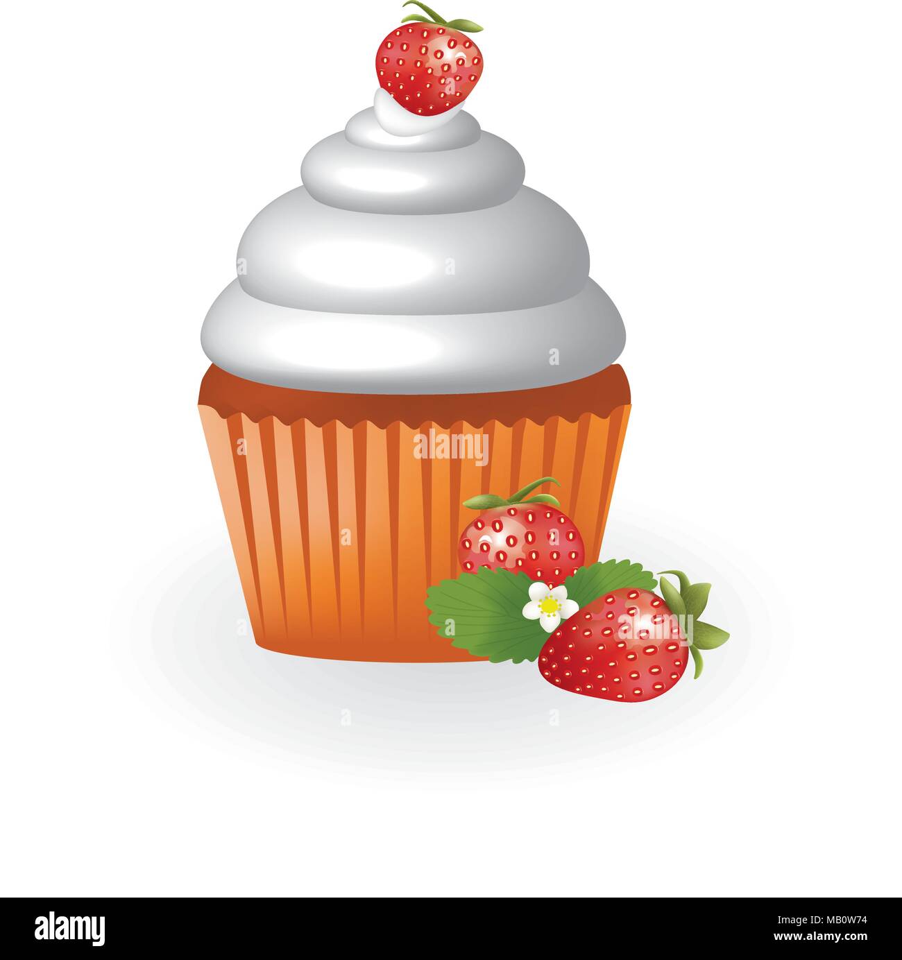 Cupcake with strawberry, vector Stock Vector Image & Art - Alamy
