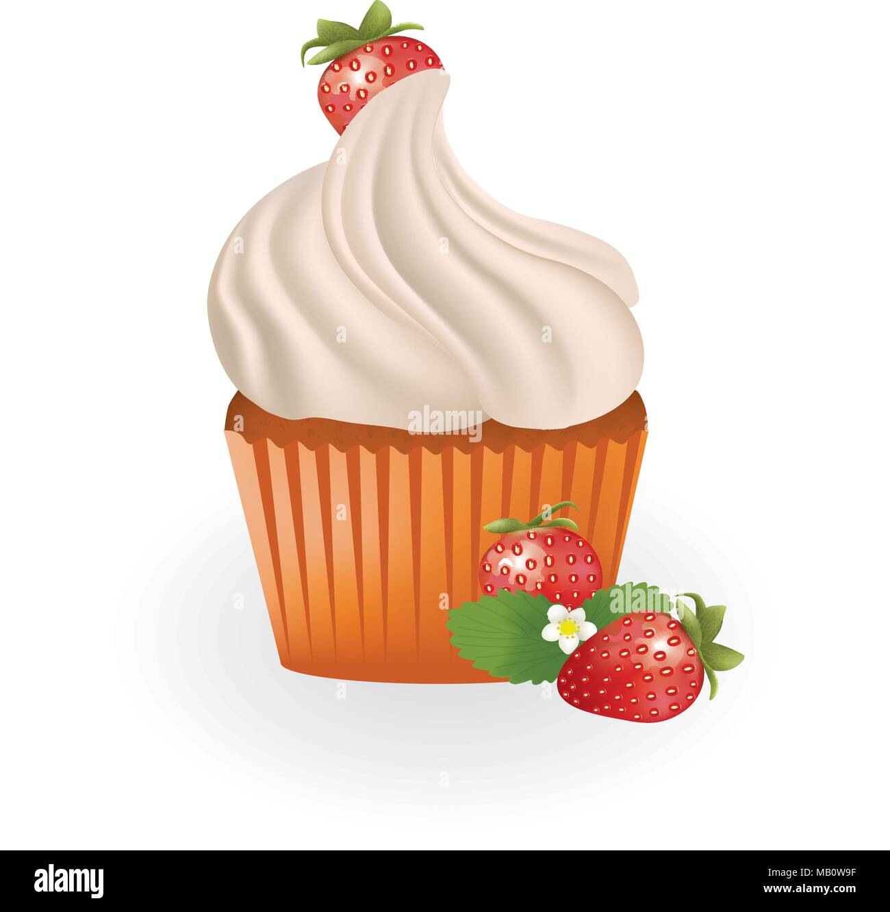Cupcake with strawberry, vector Stock Vector Image & Art - Alamy