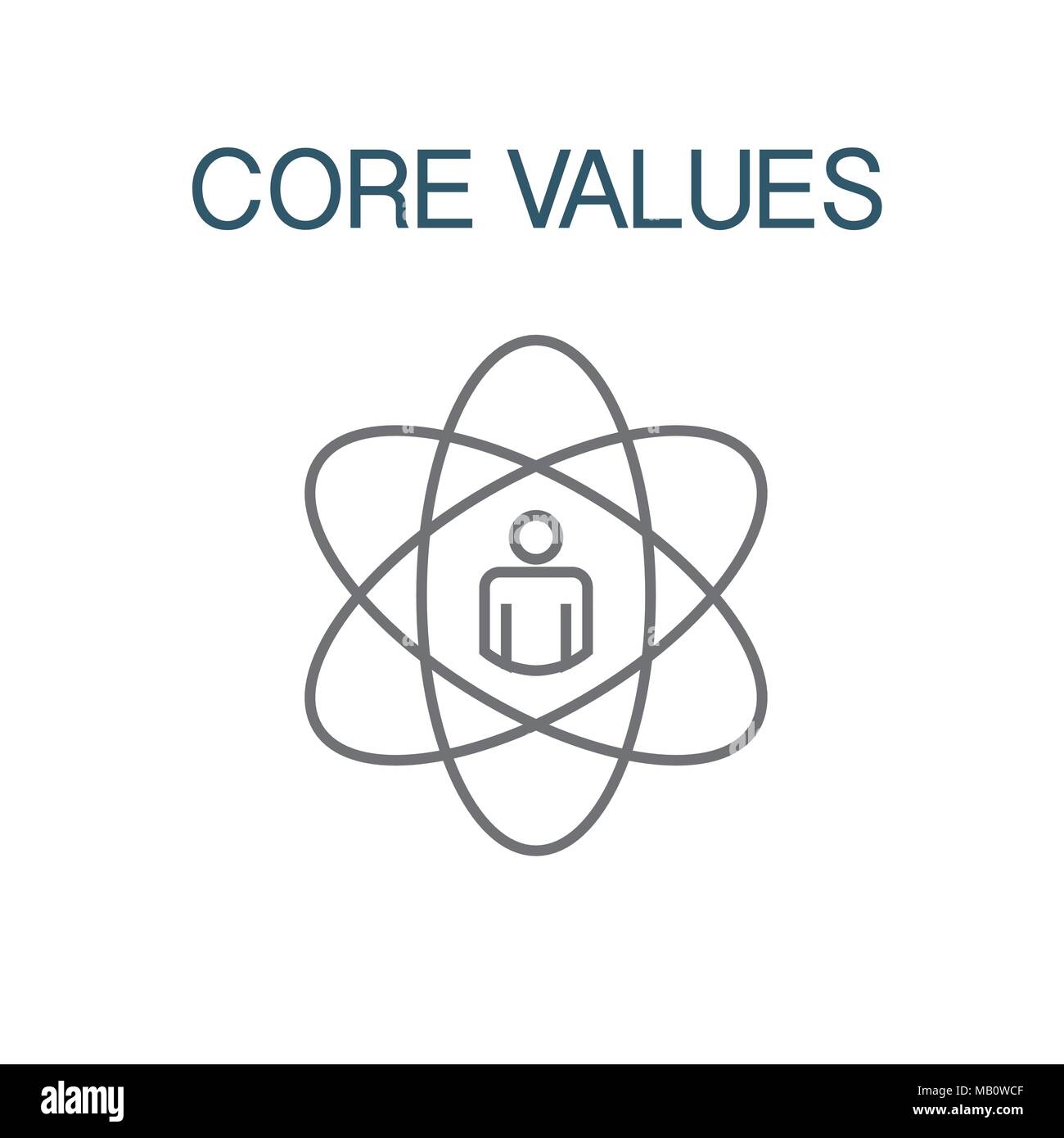 Core Values Outline Icon w person & collaborating / thinking ideas ...