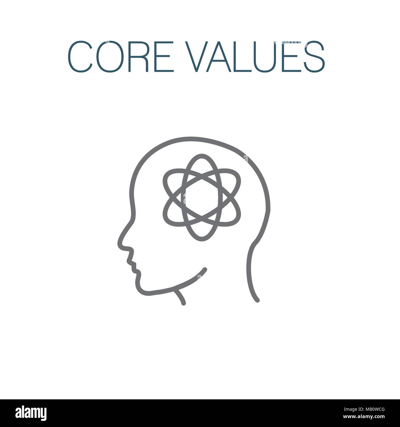 Core Values Outline Icon w person & collaborating / thinking ideas ...
