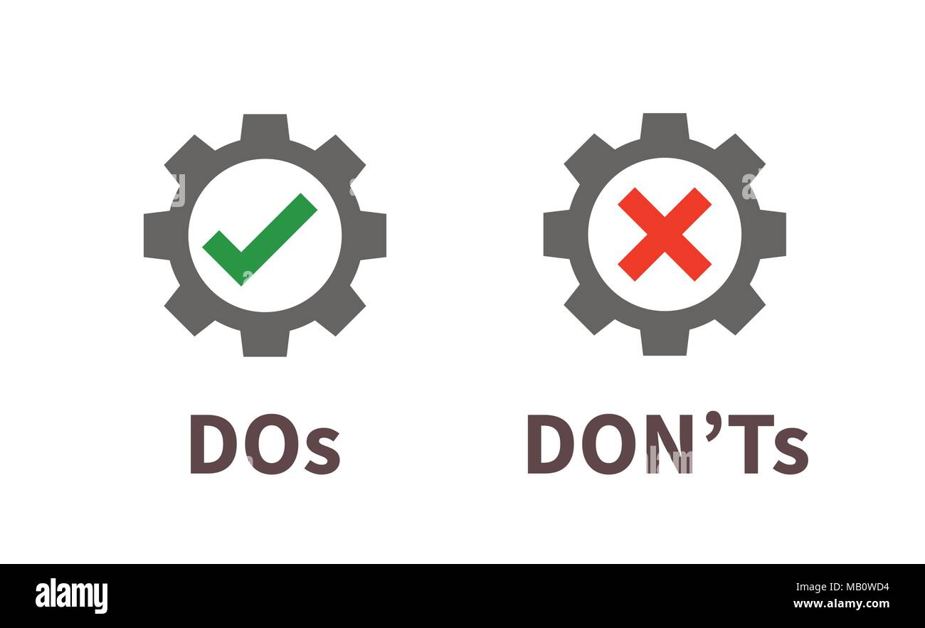 Do and Don't or Good and Bad Icons w Positive and Negative Symbols ...