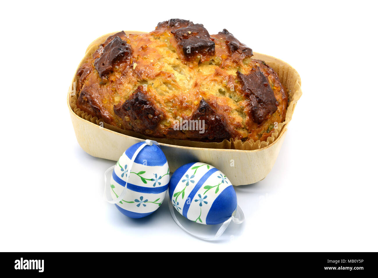 Easter Bread of Germany with easter eggs at white isolated background ...