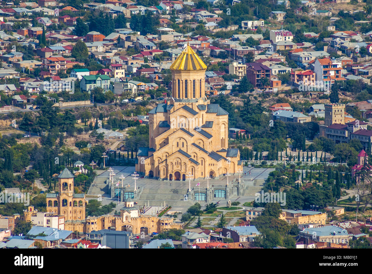 Top View Of Sameba Or Holy Trinity Cathedral Of Tbilisi, The Main ...