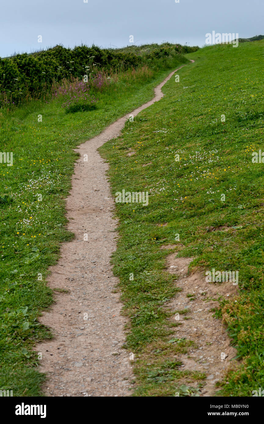 Coastal path in Portscatho, Roseland Peninsula, Cornwall, UK Stock ...