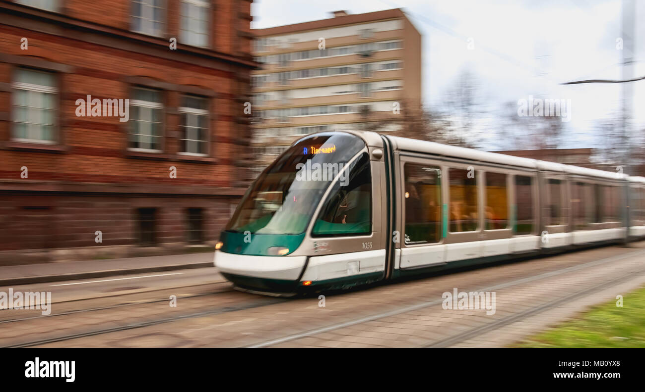 Strasbourg, France - December 28, 2017 : electric tram train of the ...