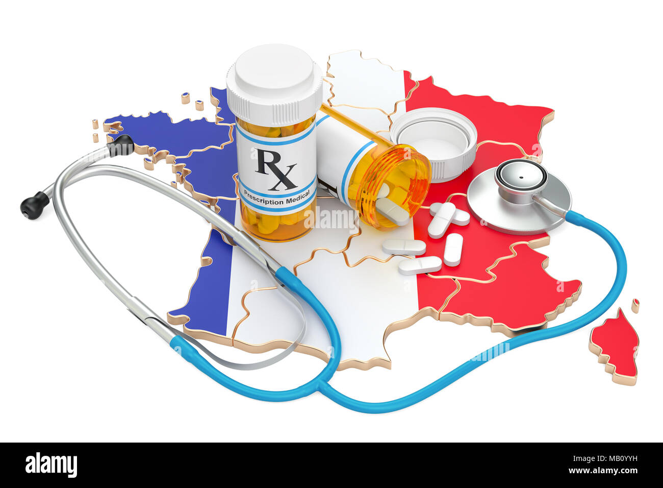 Healthcare in France concept, 3D rendering isolated on white background ...