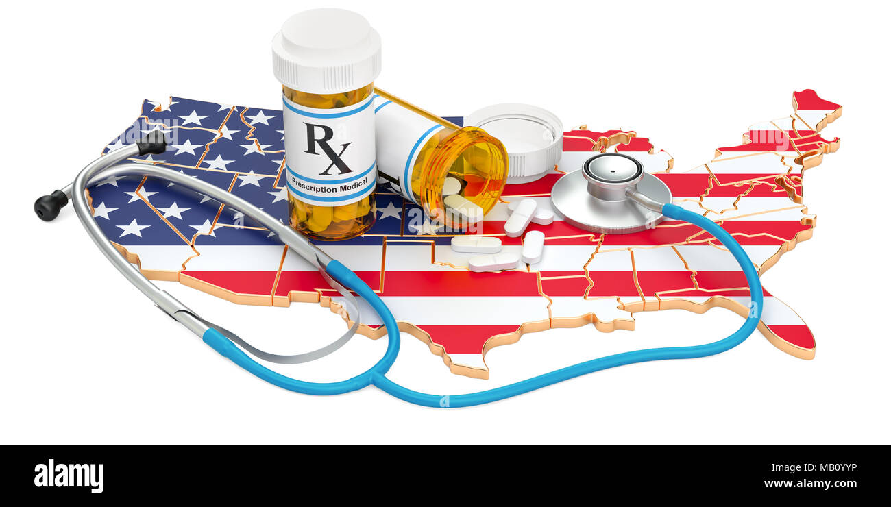 Healthcare in the USA concept, 3D rendering isolated on white ...