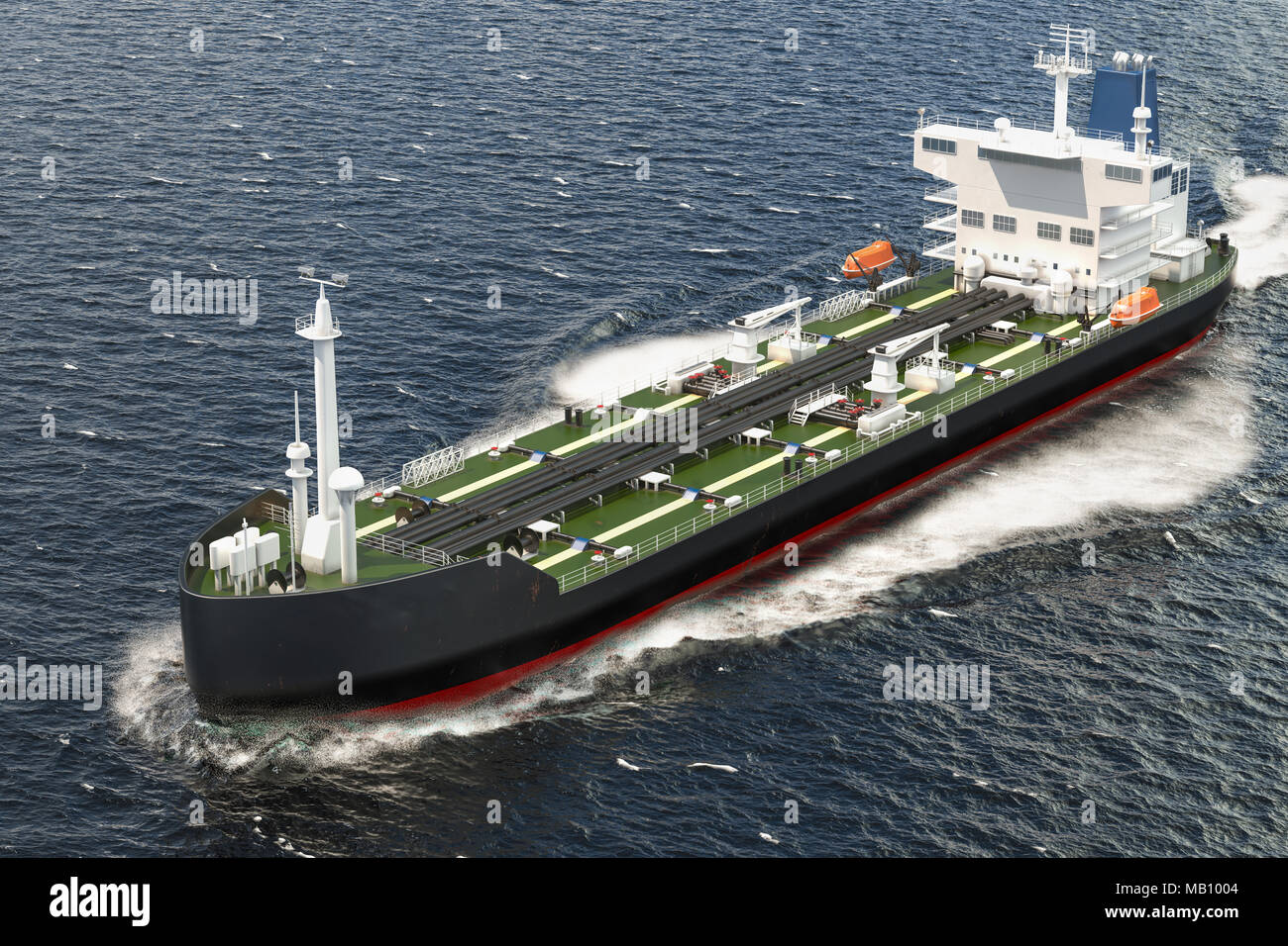 Oil tanker sailing in ocean, 3D rendering Stock Photo - Alamy